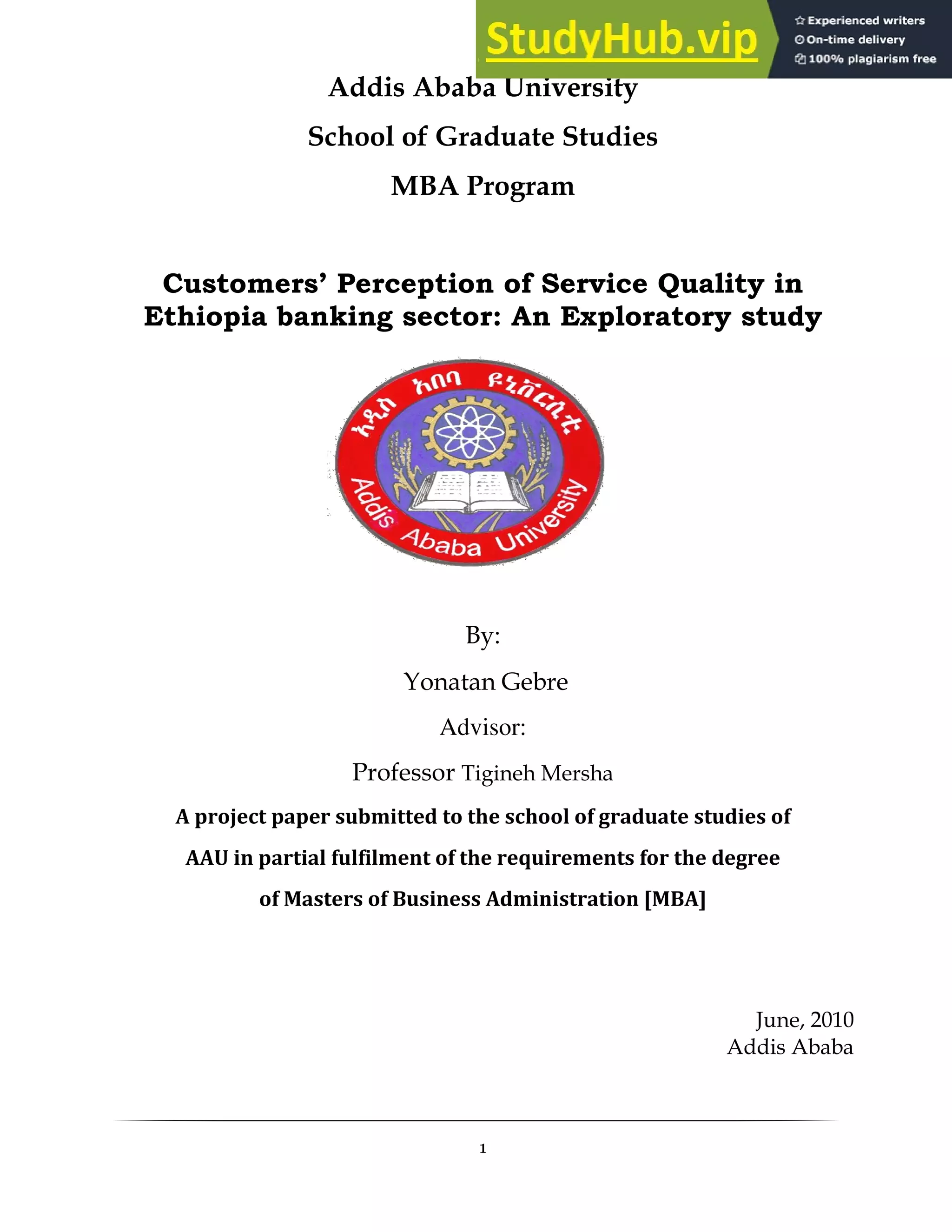 Addis Ababa University School Of Graduate Studies | PDF
