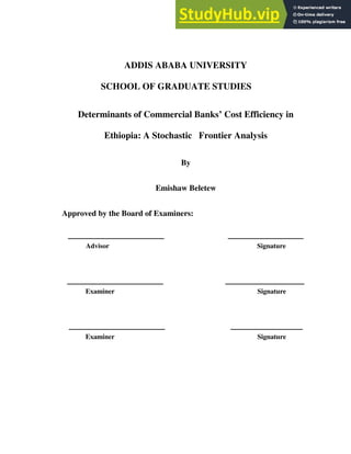 ADDIS ABABA UNIVERSITY SCHOOL OF GRADUATE STUDIES Determinants Of ...