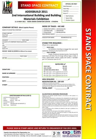 Addisbuild 2011 stand space contract | PDF