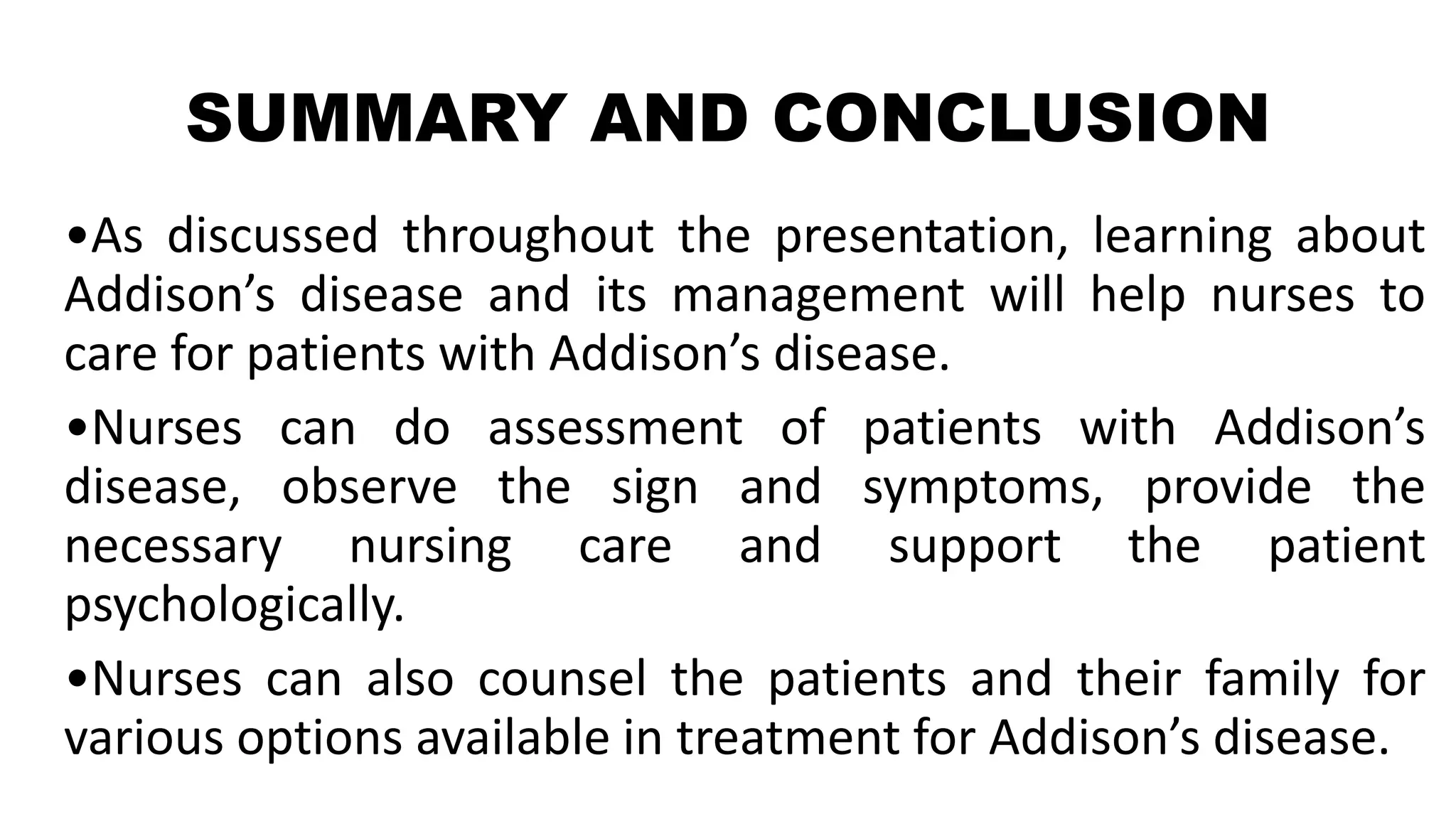 Addisons disease and its management | PPTX