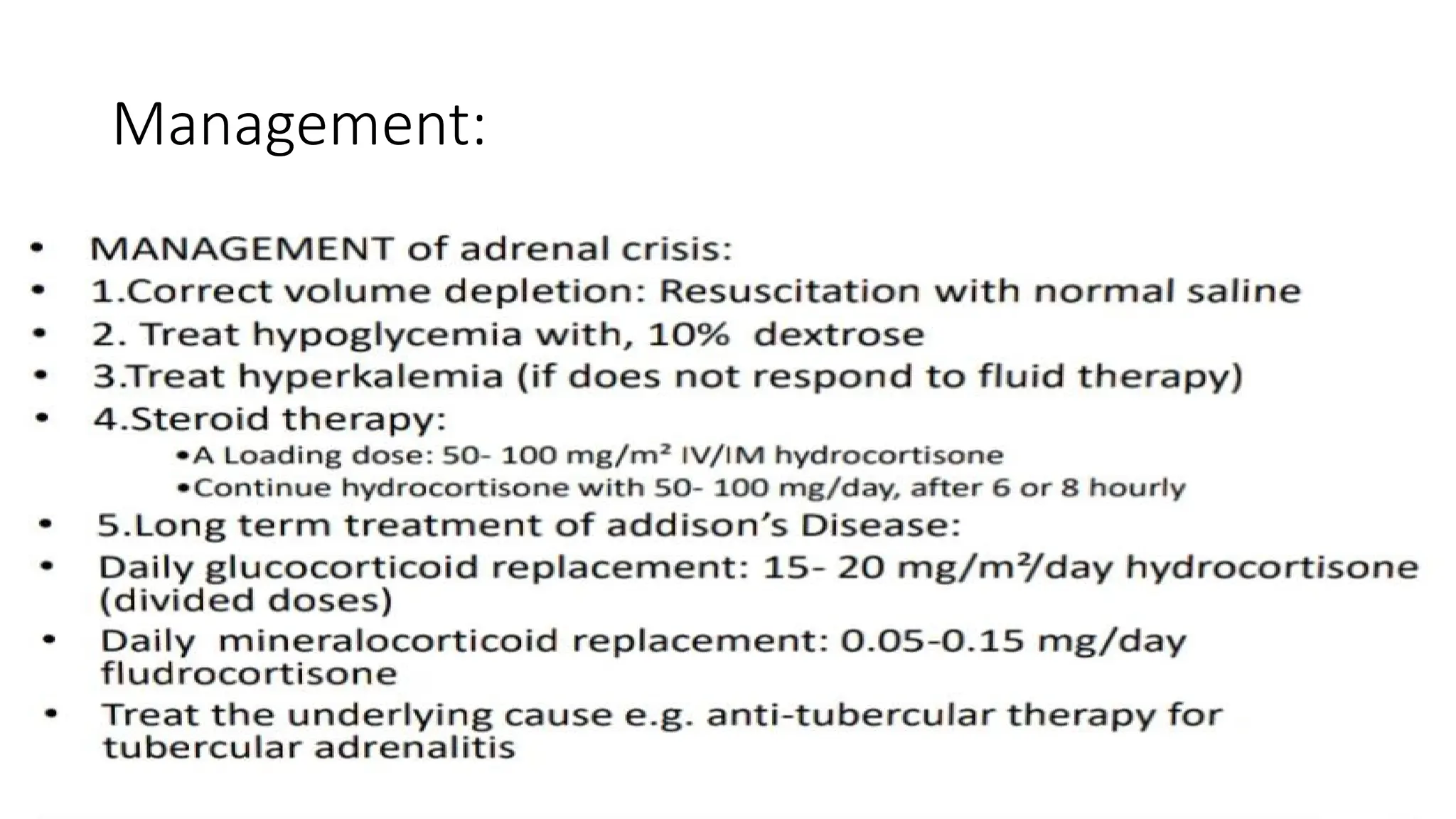 addisons disease, it's pathogenesis and management | PPTX