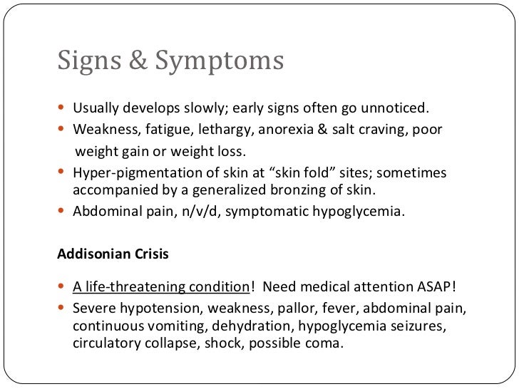 Addisons Disease Signs And Symptoms