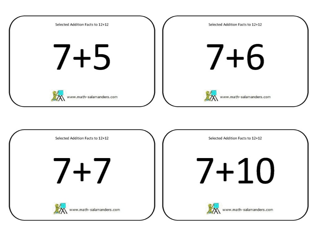 Addition Facts to 12 plus 12 selection addition-facts-to-12-plus-12-selection