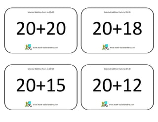 Addition facts-to-20-plus-20-selection | PDF
