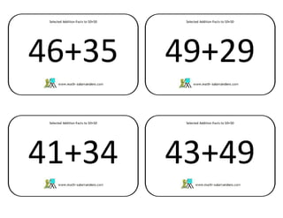 Addition facts-to-50-plus-50-selection | PPT