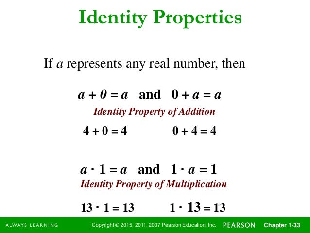 Identity Property Of Addition