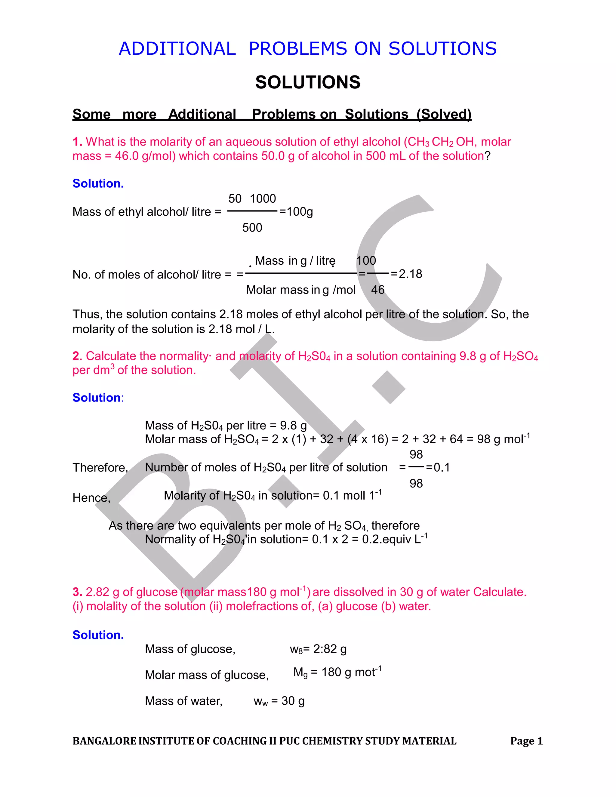 Mole concept numerical .......... | PDF