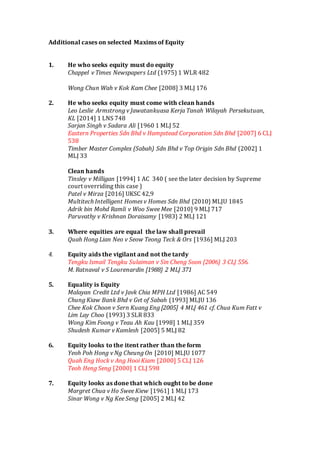 Additional case on selected maxims of equity | DOCX