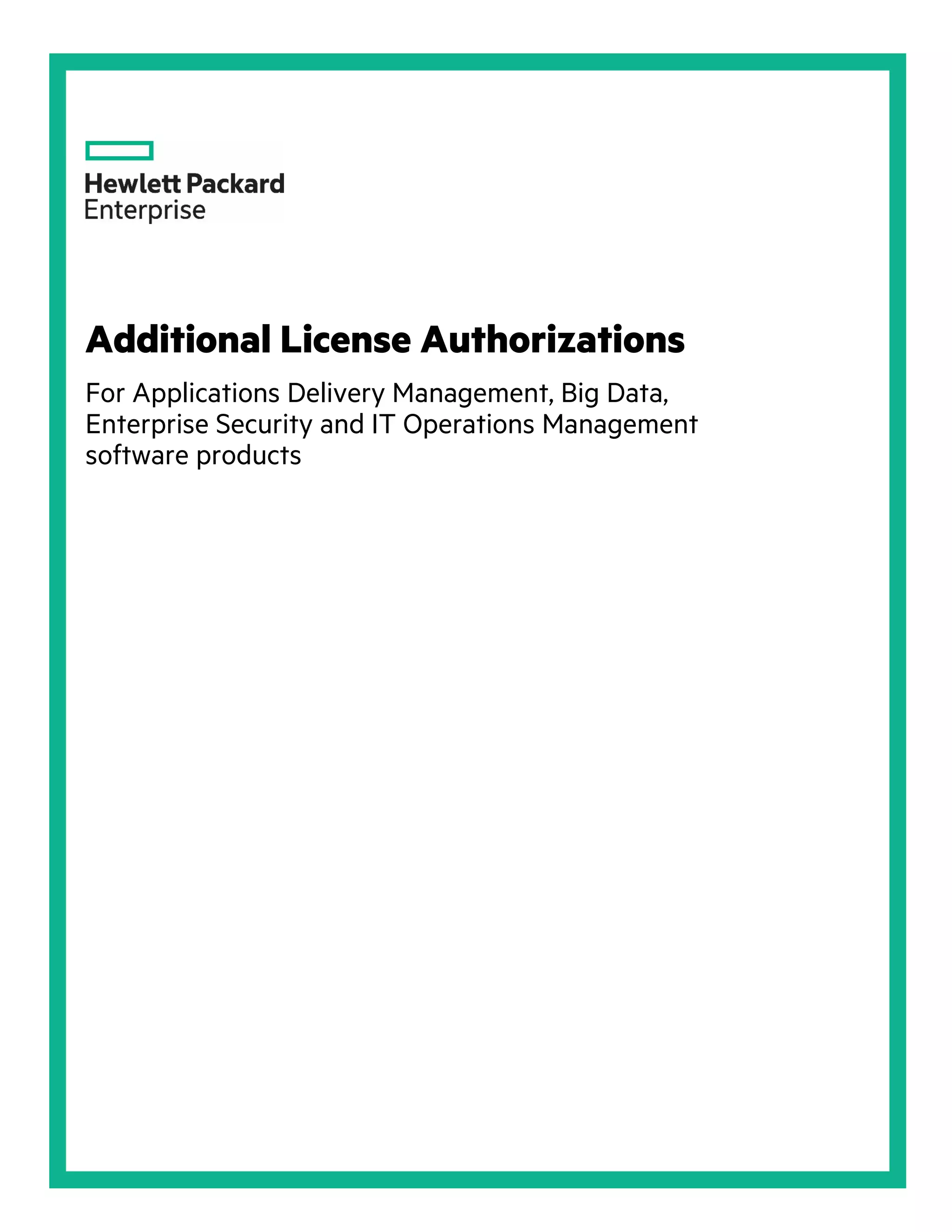 HPE - Additional license authorizations | PDF