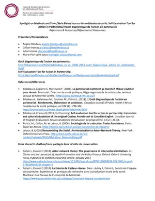 Self-Evaluation Tool for Action in Partnership/l’Outil diagnostique de ...