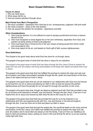 Additional Resources on Understanding the Gospel | DOC