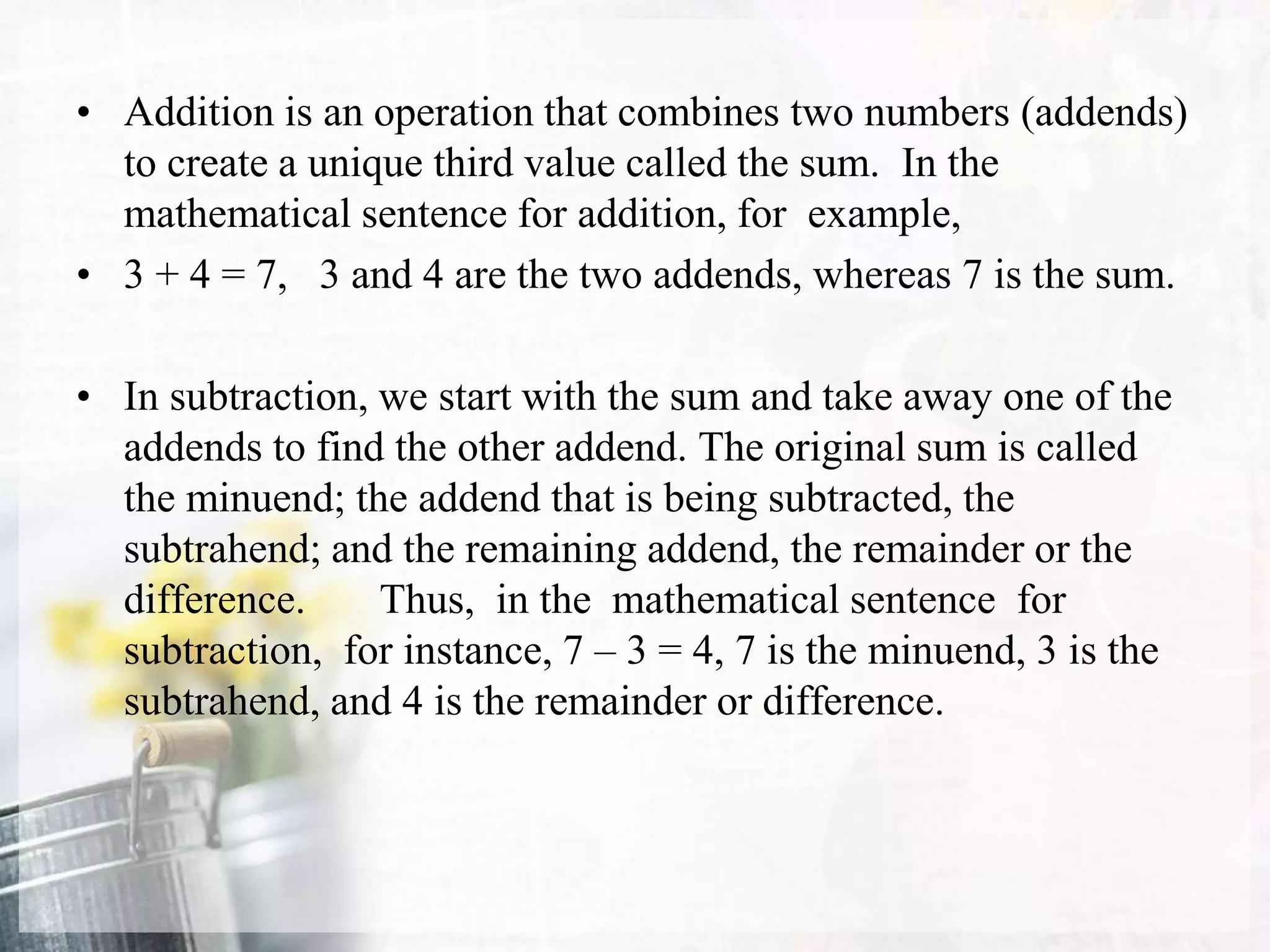 Addition and subtraction | PPTX