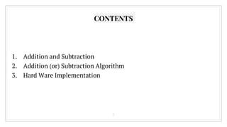 Hardware implementation for Addition and subtraction in Digital Hardware | PPT | Science