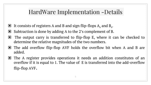 Hardware Implementation For Addition And Subtraction In Digital
