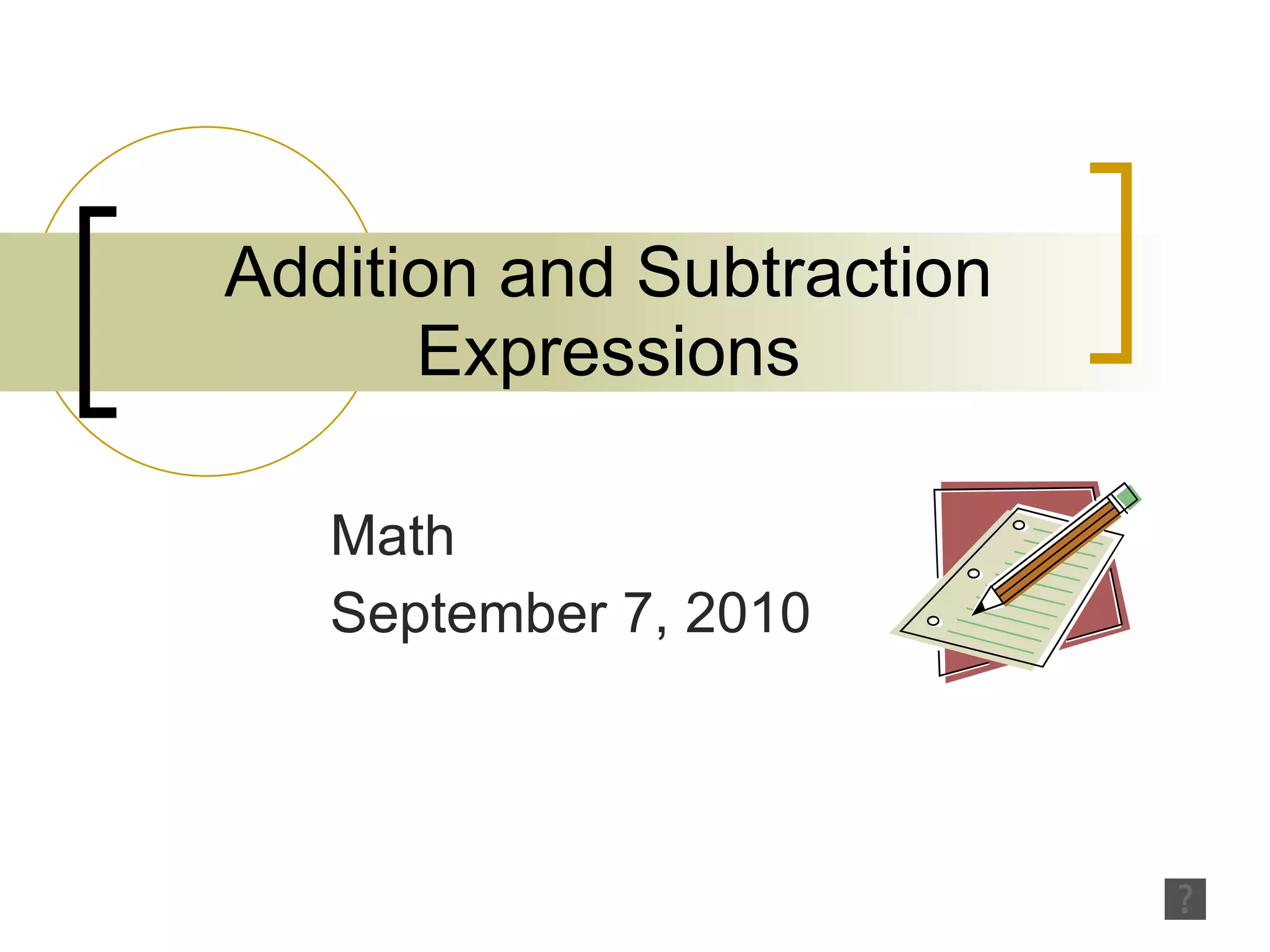 Addition and subtraction expressions | PPT