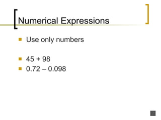Addition and subtraction expressions | PPT