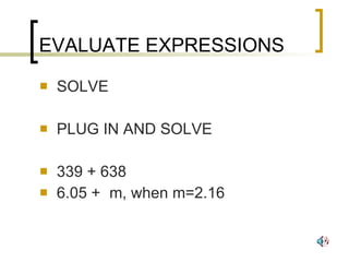 Addition and subtraction expressions | PPT