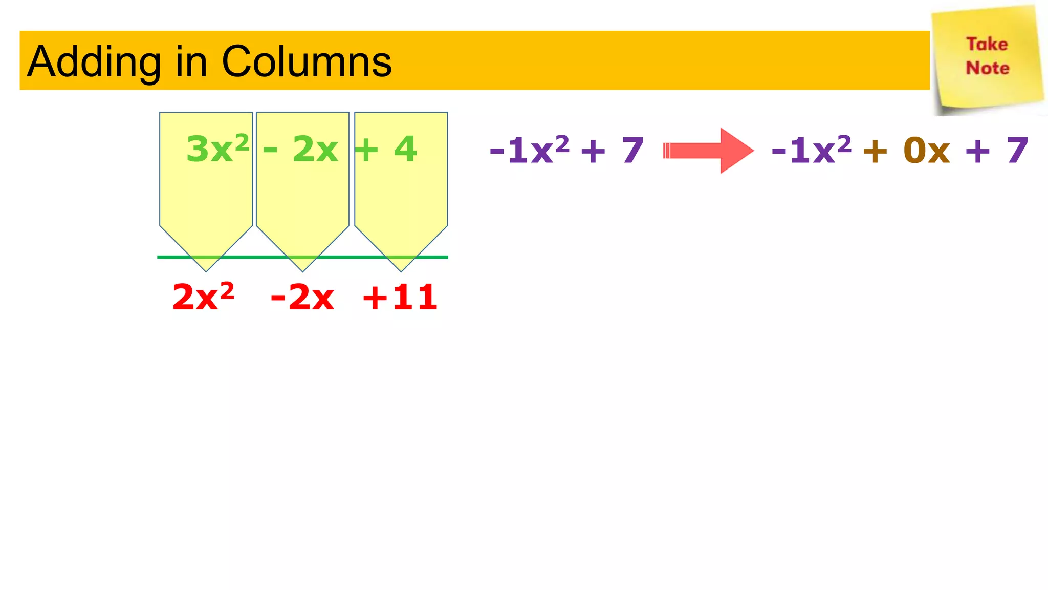 Addition and subtraction in polynomials | PPT