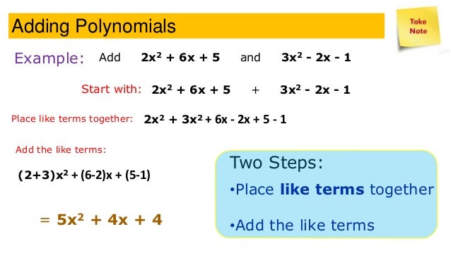 Addition And Subtraction In Polynomials