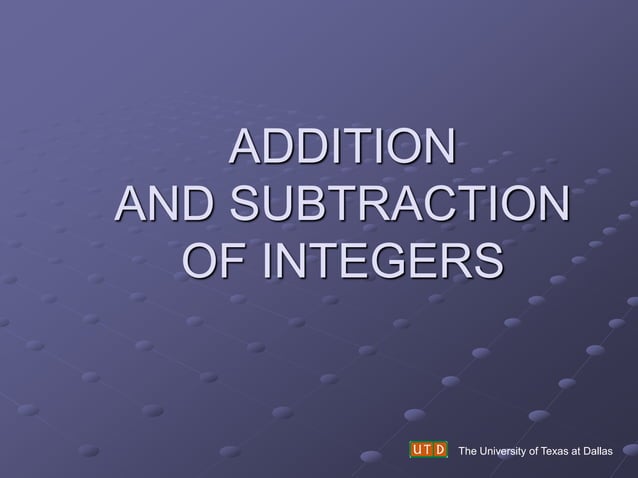 Addition and subtraction integers | PPTX