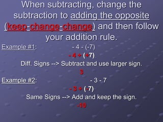 Addition and subtraction integers | PPTX