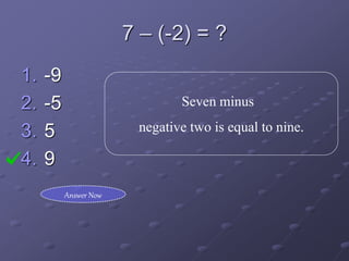 Addition and subtraction integers | PPTX