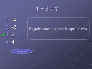 Addition and subtraction integers | PPTX
