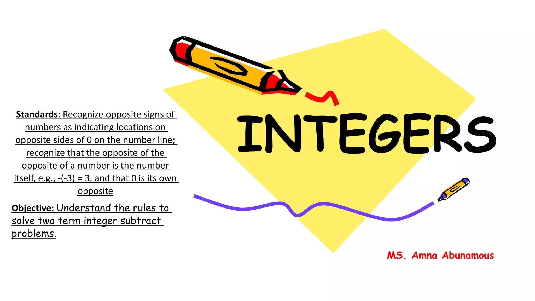 Addition and subtraction integers | PPT