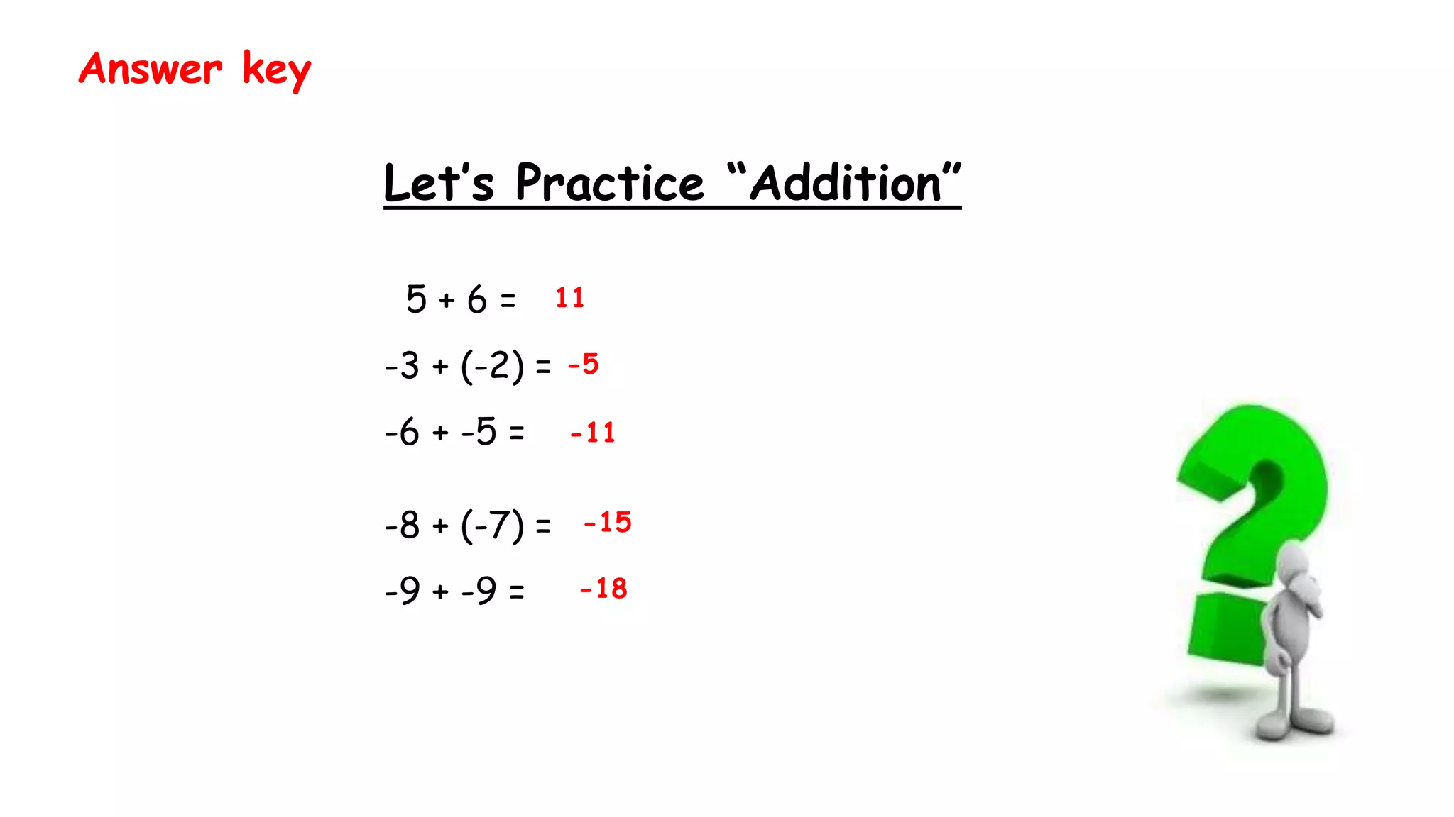 Addition and subtraction integers | PPTX