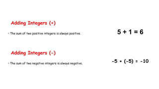 Addition and subtraction integers | PPT