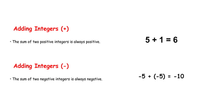 Addition and subtraction integers | PPT