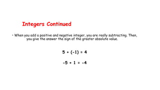 Addition and subtraction integers | PPT