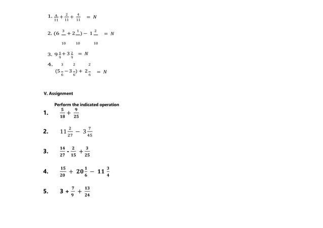Addition and Subtraction of Fraction(similar and dissimilar).docx | Education