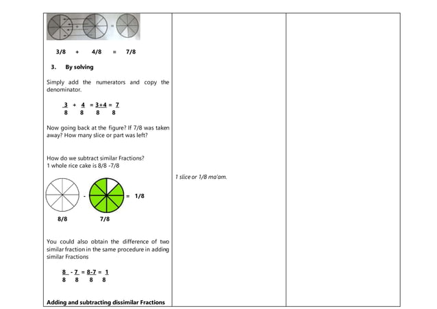 Addition and Subtraction of Fraction(similar and dissimilar).docx | Education