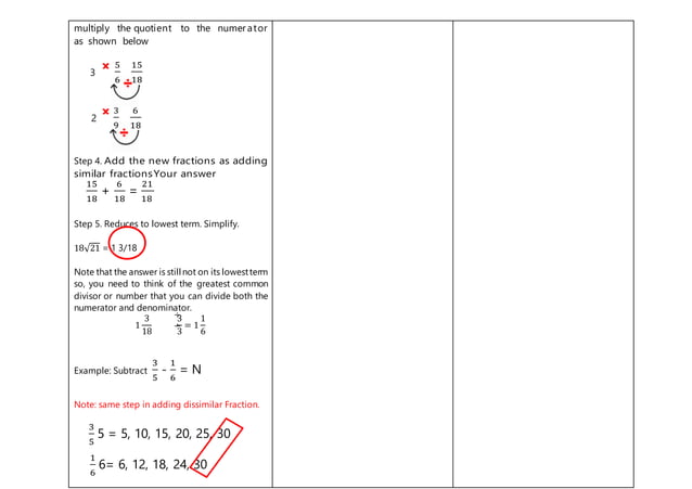 Addition and Subtraction of Fraction(similar and dissimilar).docx | Education