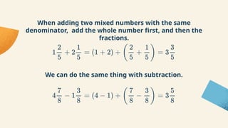 Addition and Subtraction of Like Fractions through Area Models and ...
