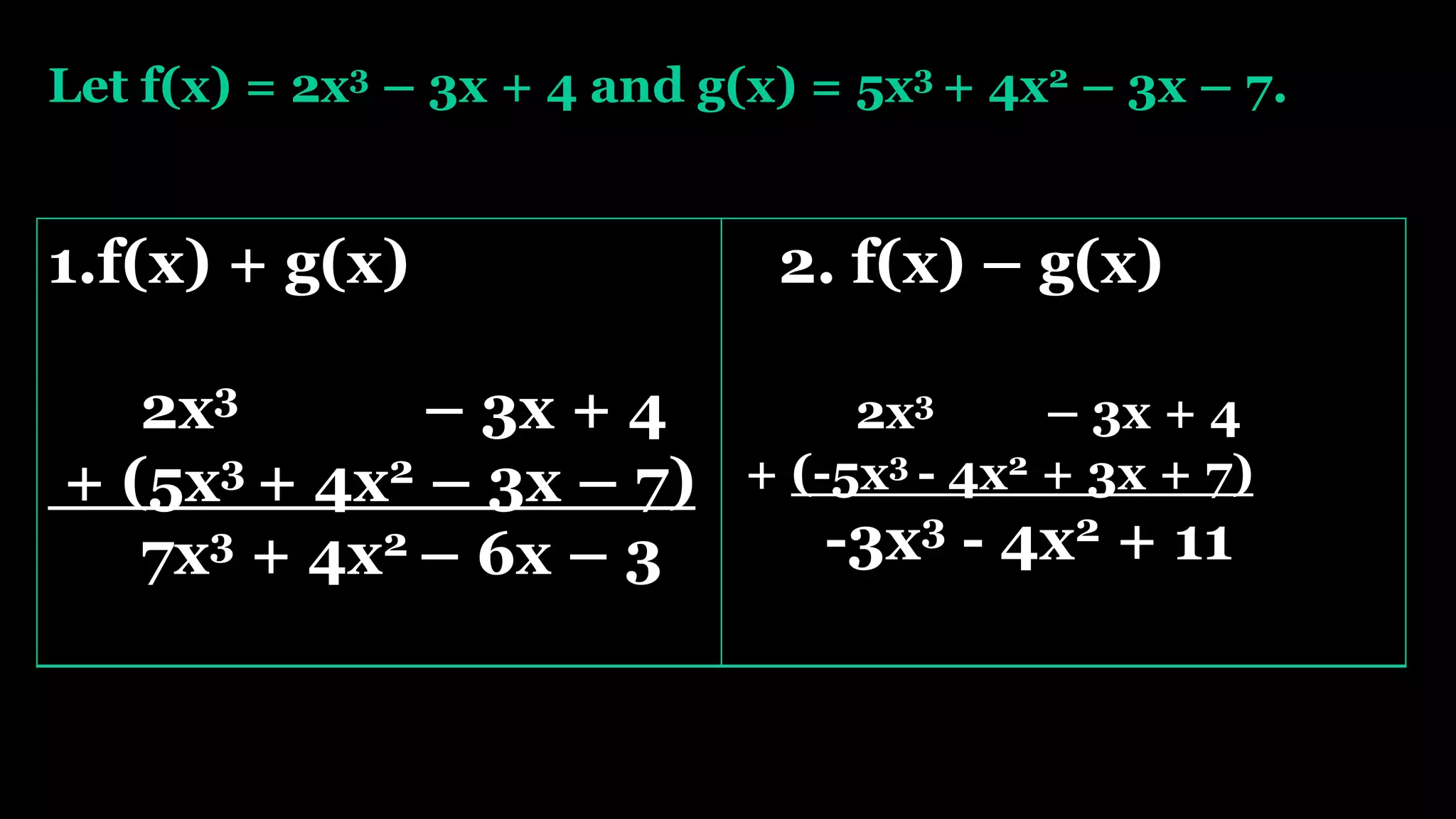 Addition And Subtraction Of Polynomial Functions Pptx Computing