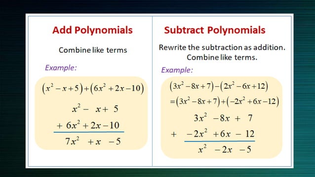 Addition and subtraction of polynomial functions | PPTX | Computing | Technology & Computing