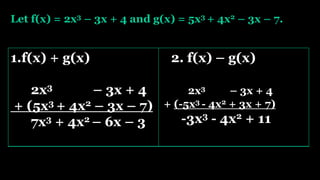 Addition and subtraction of polynomial functions | PPTX