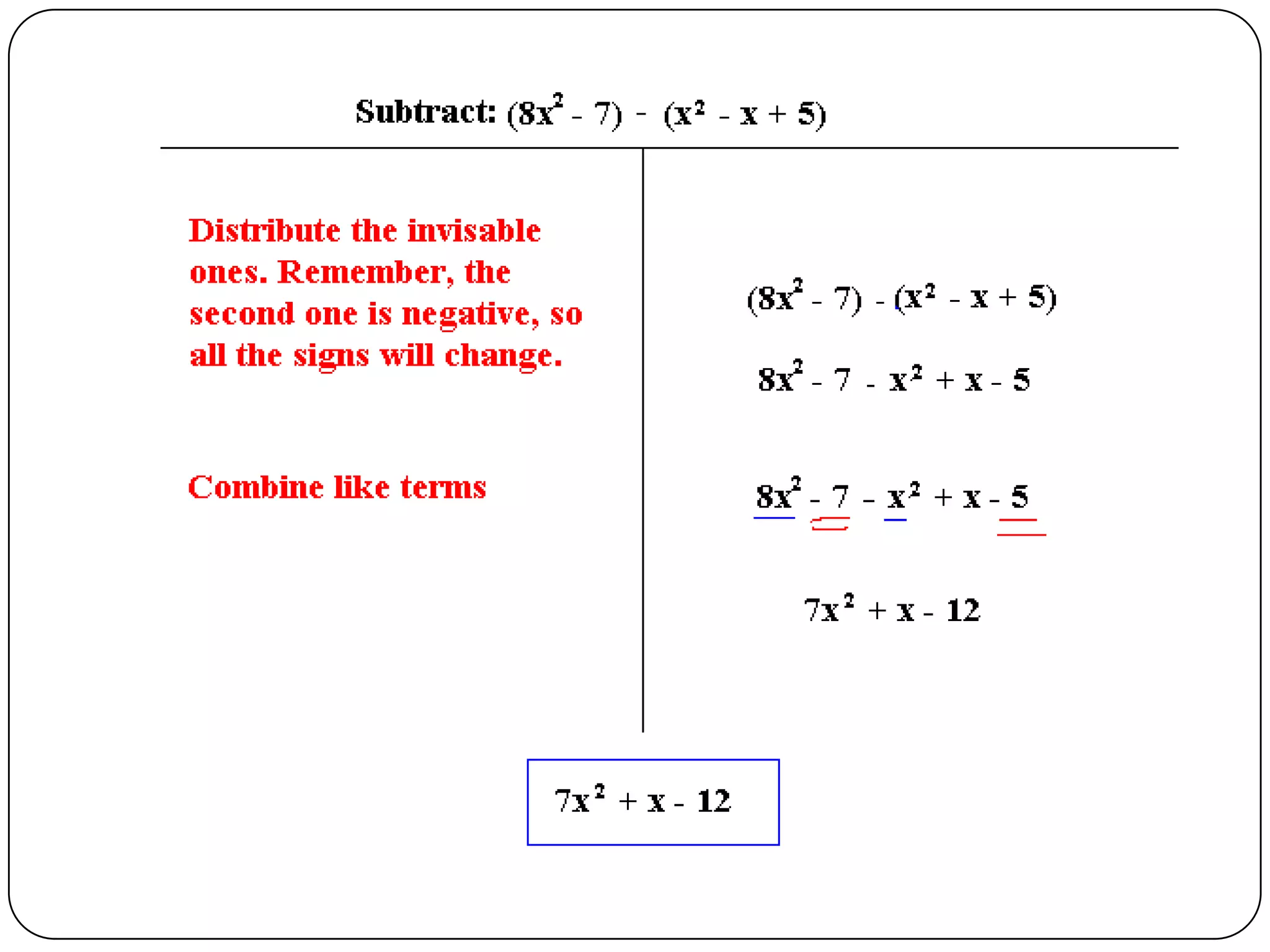 Addition and subtraction of polynomials | PPTX | Science