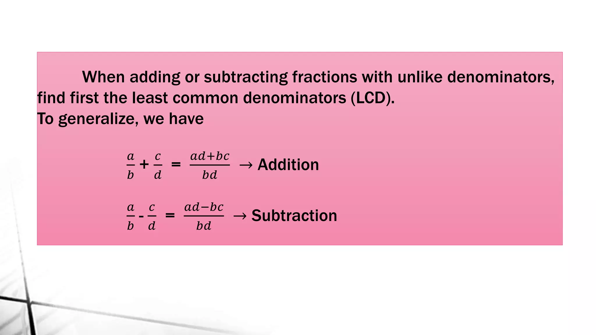 Addition And Subtraction Of Rational Expression Pptx