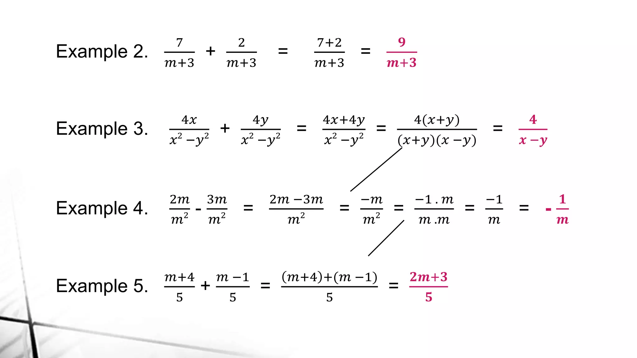 Addition and subtraction of rational expression | PPTX