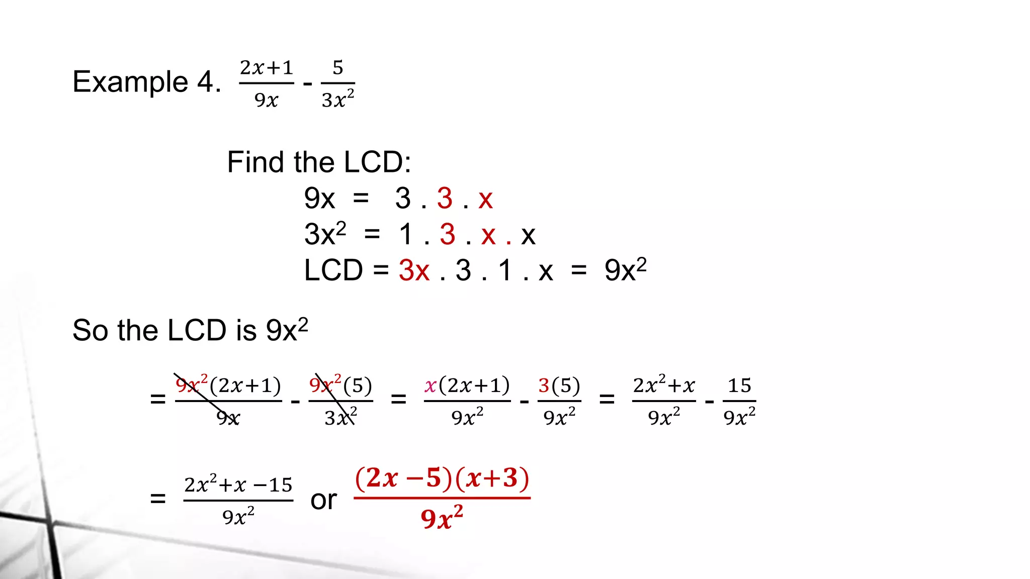 Addition And Subtraction Of Rational Expression Pptx