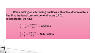 Addition and subtraction of rational expression | PPTX