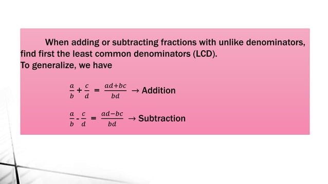 Addition and subtraction of rational expression | PPTX