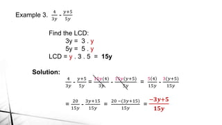 Addition and subtraction of rational expression | PPTX