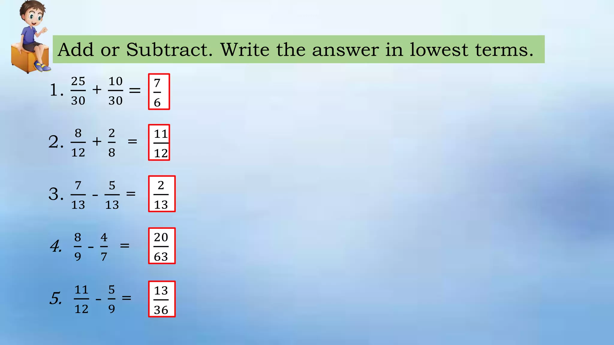 Addition And Subtraction Of Similar And Dissimilar Fraction Pptx