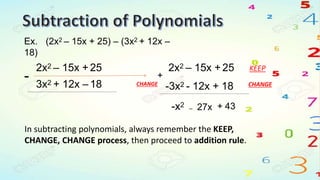 Addition and Subtraction of Polynomials | PPTX