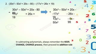 Addition and Subtraction of Polynomials | PPTX