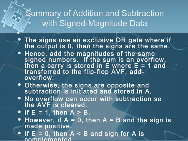 Addition and subtraction with signed magnitude data (mano | PPT ...